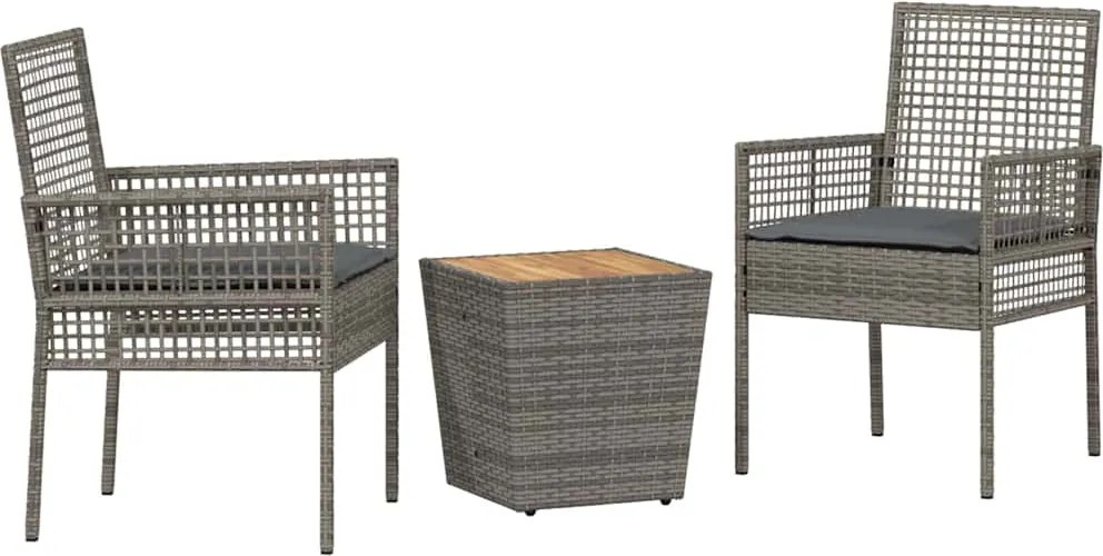 Zahradní bistro set 3 ks Šedá polyratan 3334961