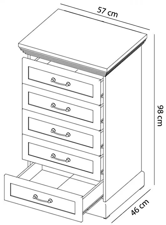 Gała Úzká šuplíková komoda Royal 3 - norská borovice / divoký dub