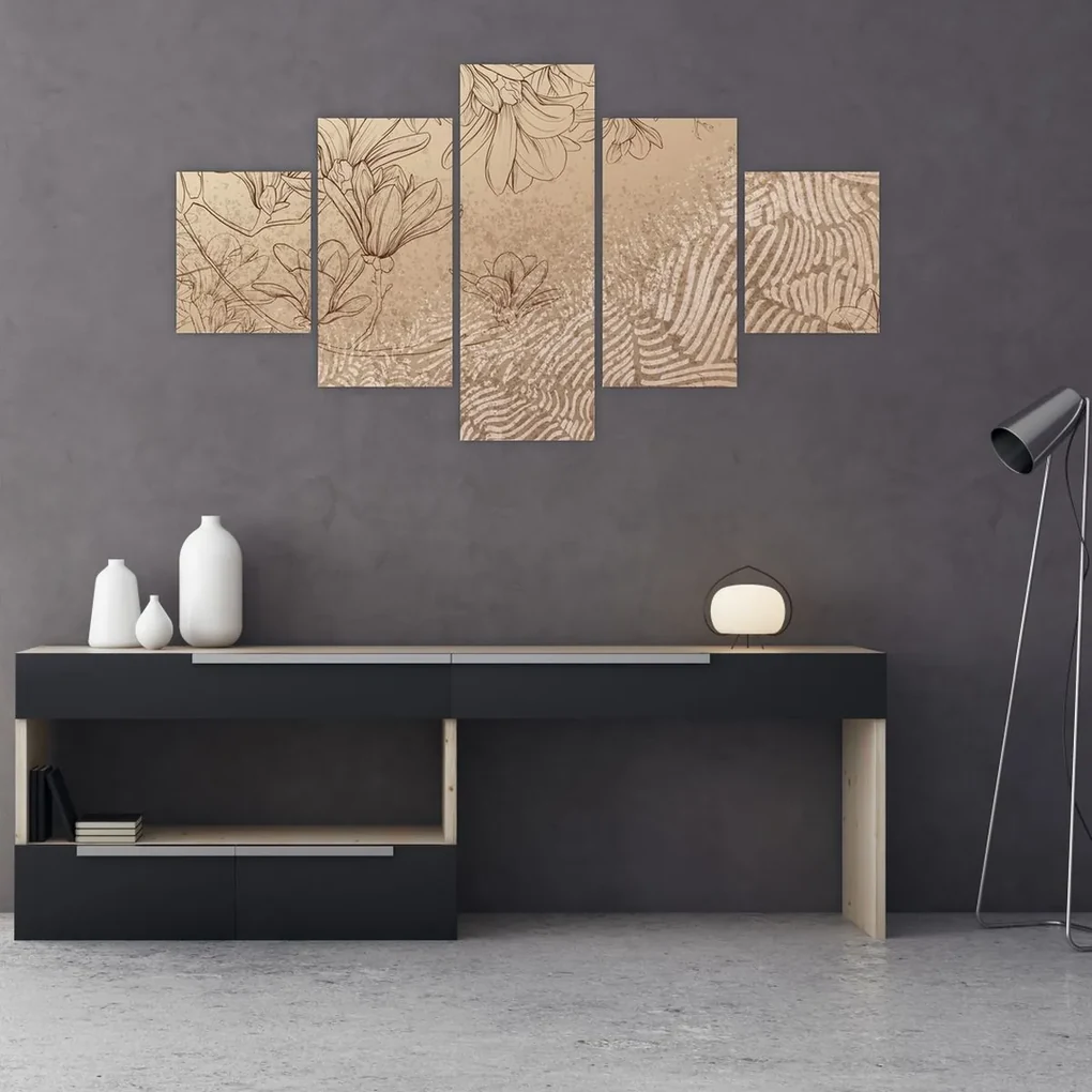 Obraz - Kreslené květy (125x70 cm) | BIANO