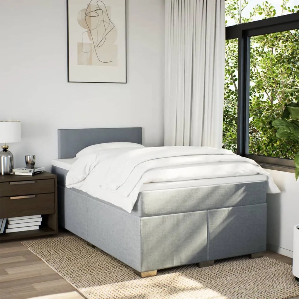 Box spring postel s matrací světle šedá 120 x 200 cm textil 3285848