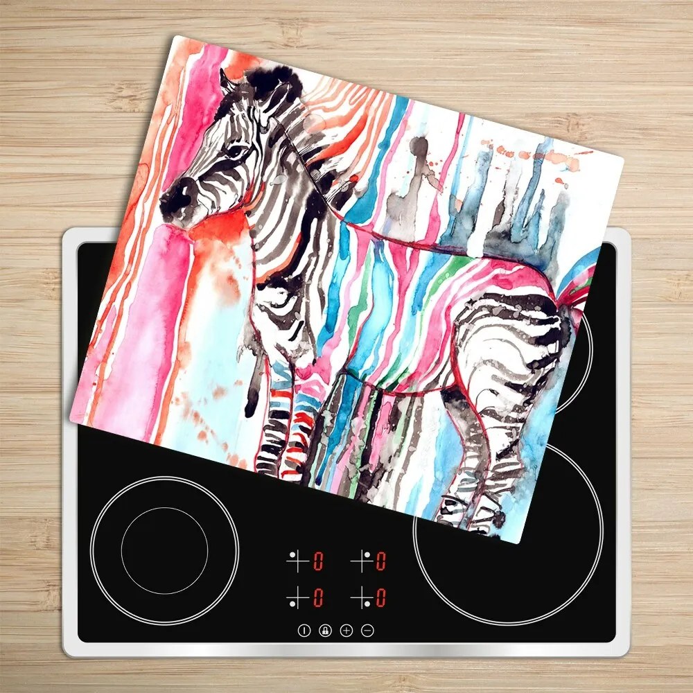 Skleněné deska do kuchyně Barevná zebra 60x52 cm