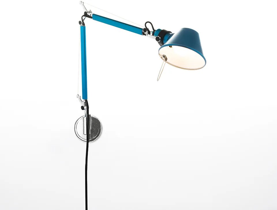 Artemide A010950+A025150 Tolomeo Micro Parete Halo, designové nástěnné svítidlo s vypínačem, 1x60W E14, modrá metalíza, max. 74cm