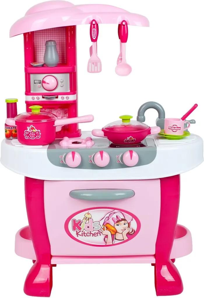 Velká dětská kuchyňka s dotykovým sensorem Bayo + příslušenství, Růžová
