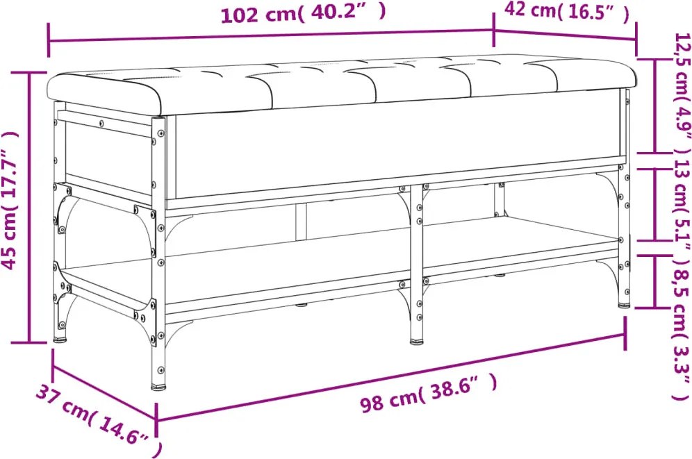 vidaXL Lavice s botníkem 102 x 42 x 45 cm kompozitní dřevo [835197] Barva: hnědý dub