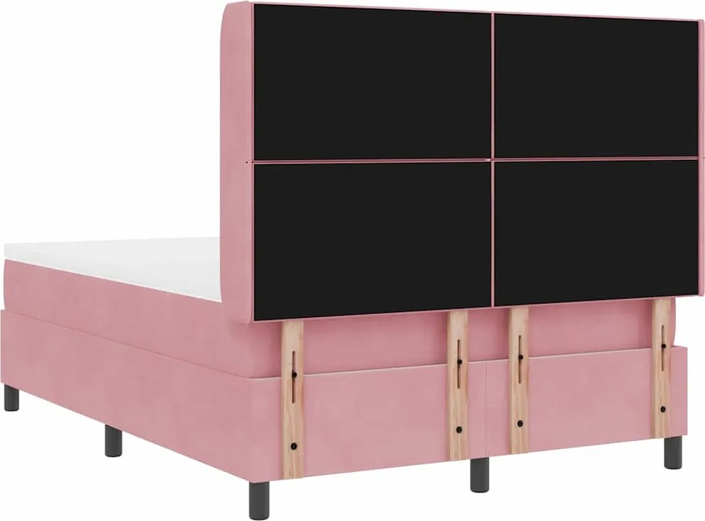 Postel s boxspringem s čelo Růžová 160 x 200 cm samet 3342073