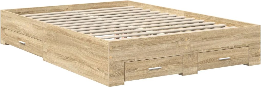 Rám postele s čelo Dub sonoma 140 x 190 cm Kompozitní dřevo 3410897