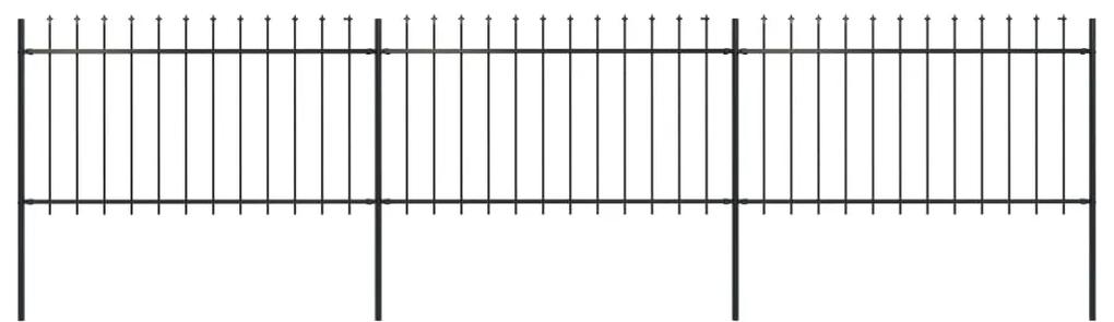 277613 vidaXL Zahradní plot s hroty ocelový 5,1 x 1 m černý