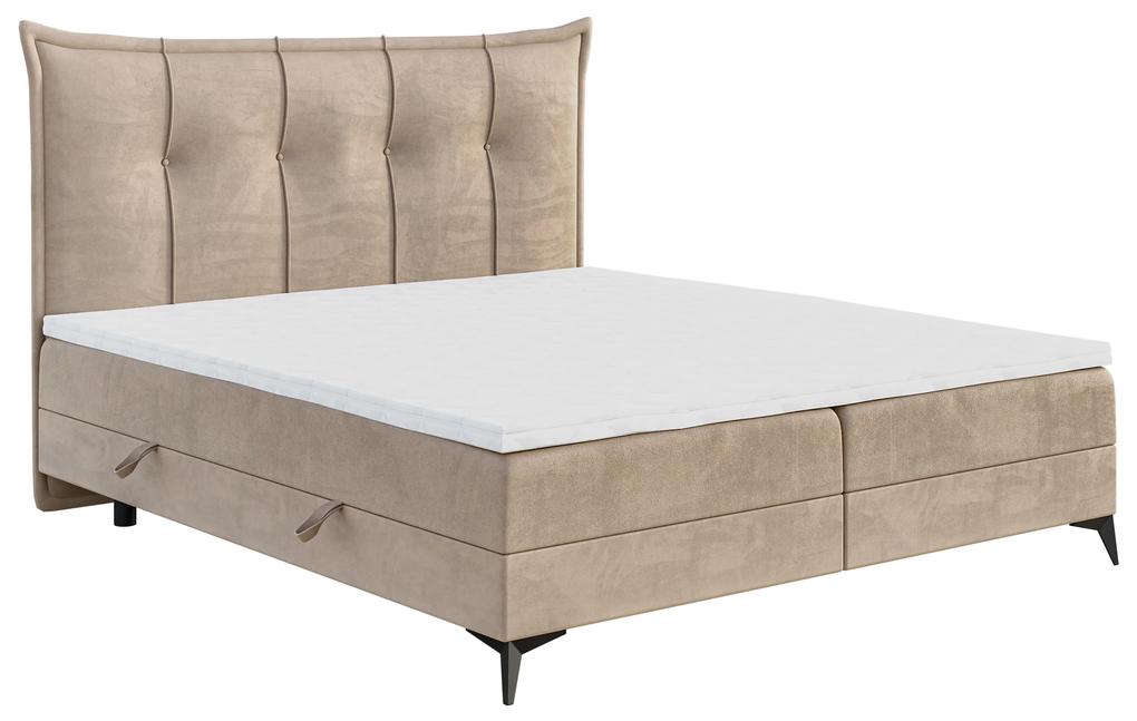 Kontinentální postel 160 cm Foxtrot (světlobéžová) (s matrací a úl. prostorem). 1043367