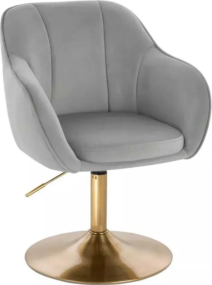 LuxuryForm DESIGN Otočná židle AVOLA VELUR na zlatém talíři - světle šedá