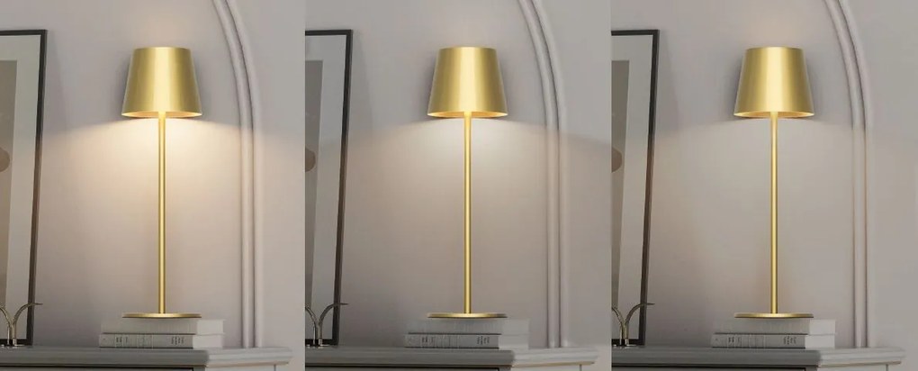 Toolight Toolight, dotyková LED noční stolní lampa 5W, 3 barvy světla, USB napájení, APP1364-T GOLD, zlatá lesklá, OSW-08627