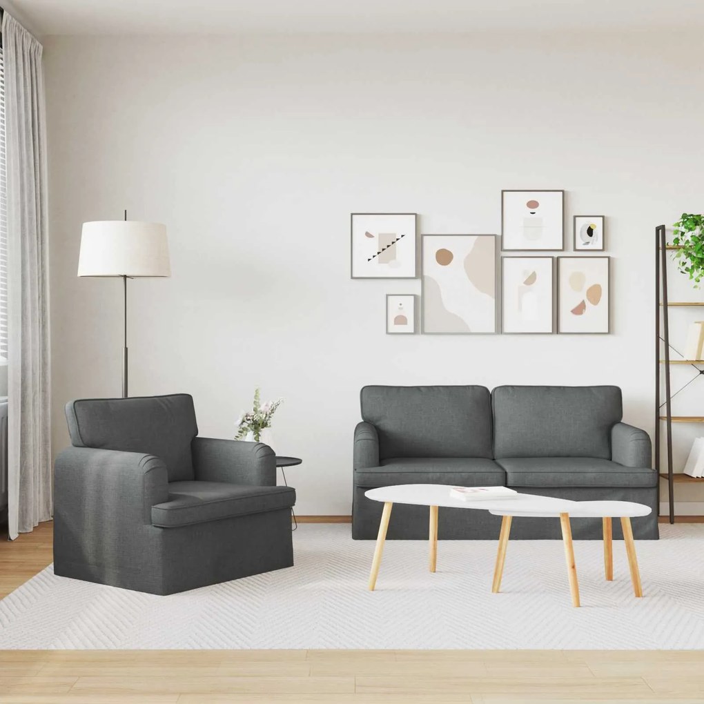 Set pohovek 2 ks Tmavě šedá textil 3407561