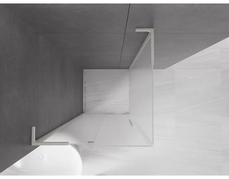 Mexen Velar L, sprchový kout s posuvnými dveřmi 100 x 100 cm, 8mm sklo námraza, broušená ocel, 871-100-100-33-97