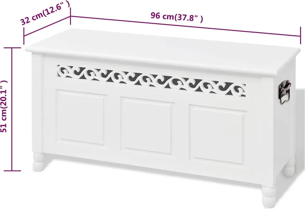 Úložná lavice v barokním stylu MDF bílá 242646