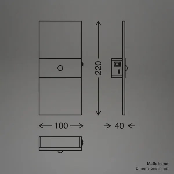 Briloner 3888015 - LED Nab nást svít se senz AURA LED/2,5W/5V 1800 mAh černá
