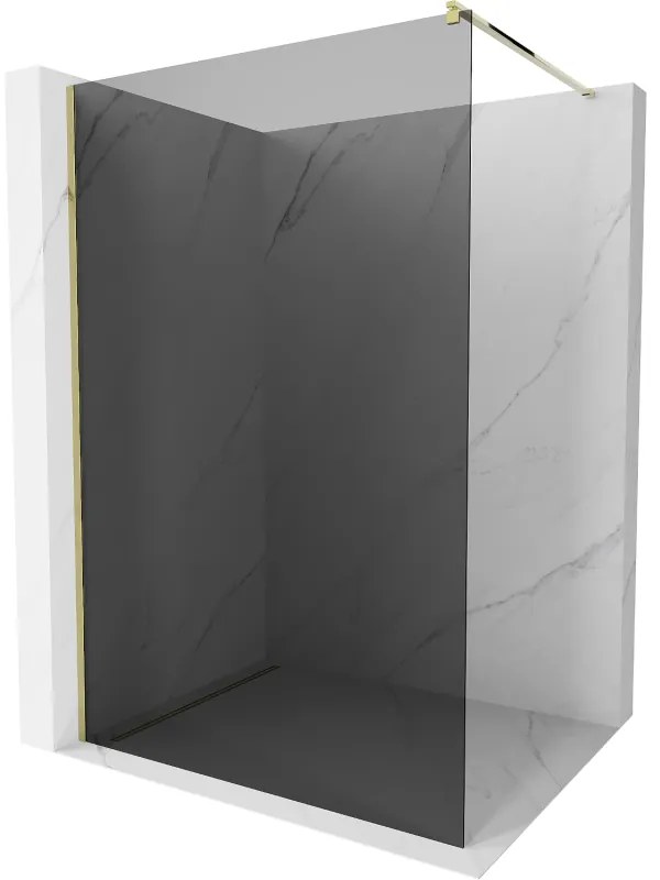 Mexen Kioto sprchová zástěna 140x200 cm 8 mm, zlatý profil, šedé sklo, 800-140-101-50-40