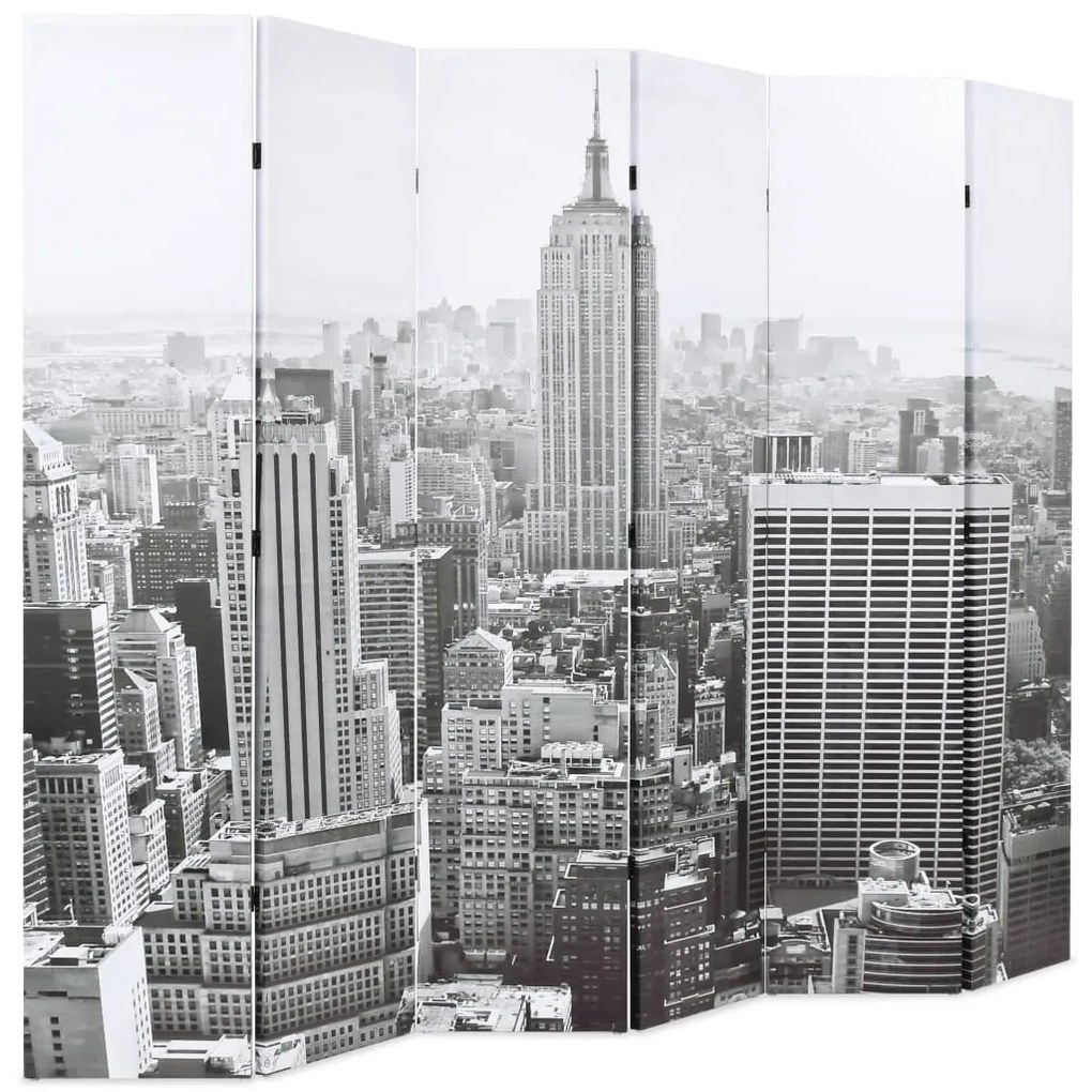 vidaXL Marketos Skládací paraván 228 x 170 cm New York by Day černobílý