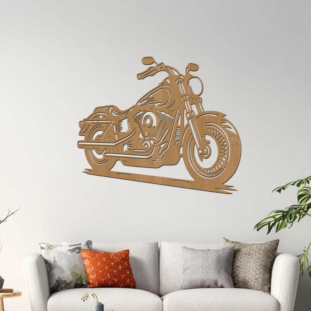 dřevo života Dřevěný obraz motorky Harley Davidson Zvolte rozměr (cm): 80x67, Zvolte barvu dekoru: Ořech