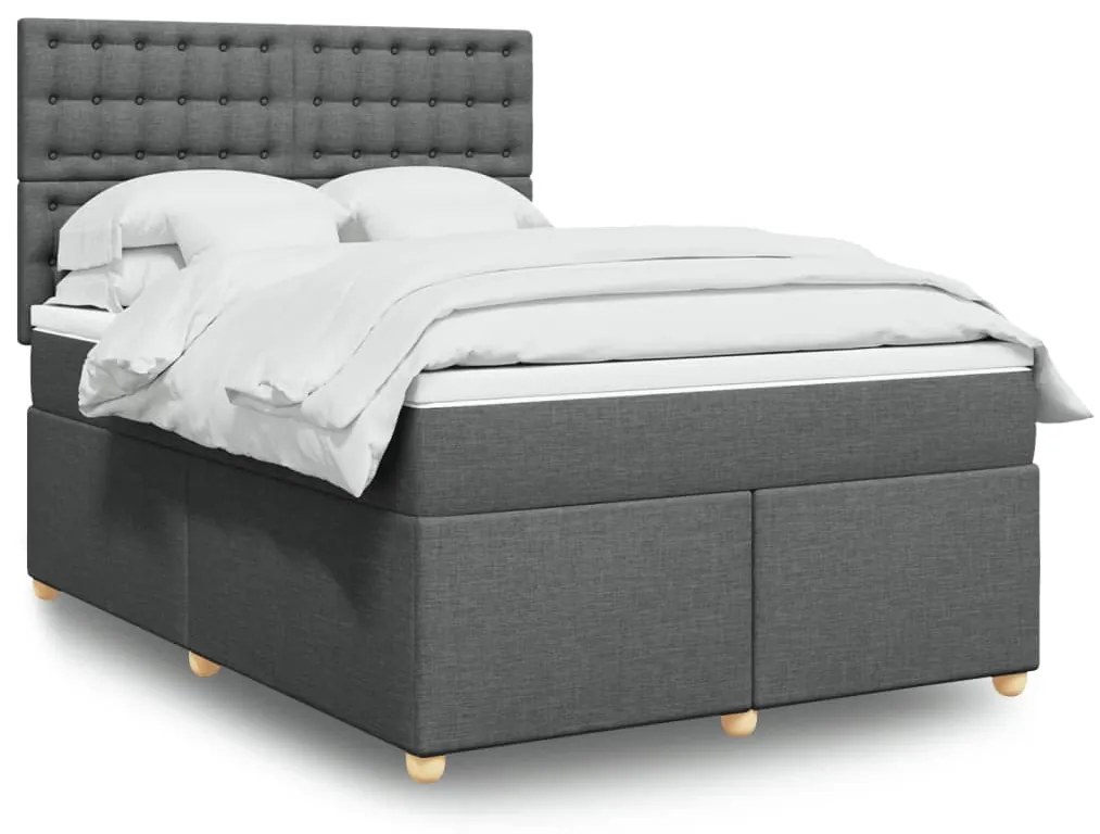Box spring postel s matrací tmavě šedá 140x200 cm textil 3293618