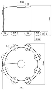 Redo group Redo Sinclair, zlaté kruhové závěsné svítidlo, LED 49,6W 3000K, stmívatelné, průměr 80cm