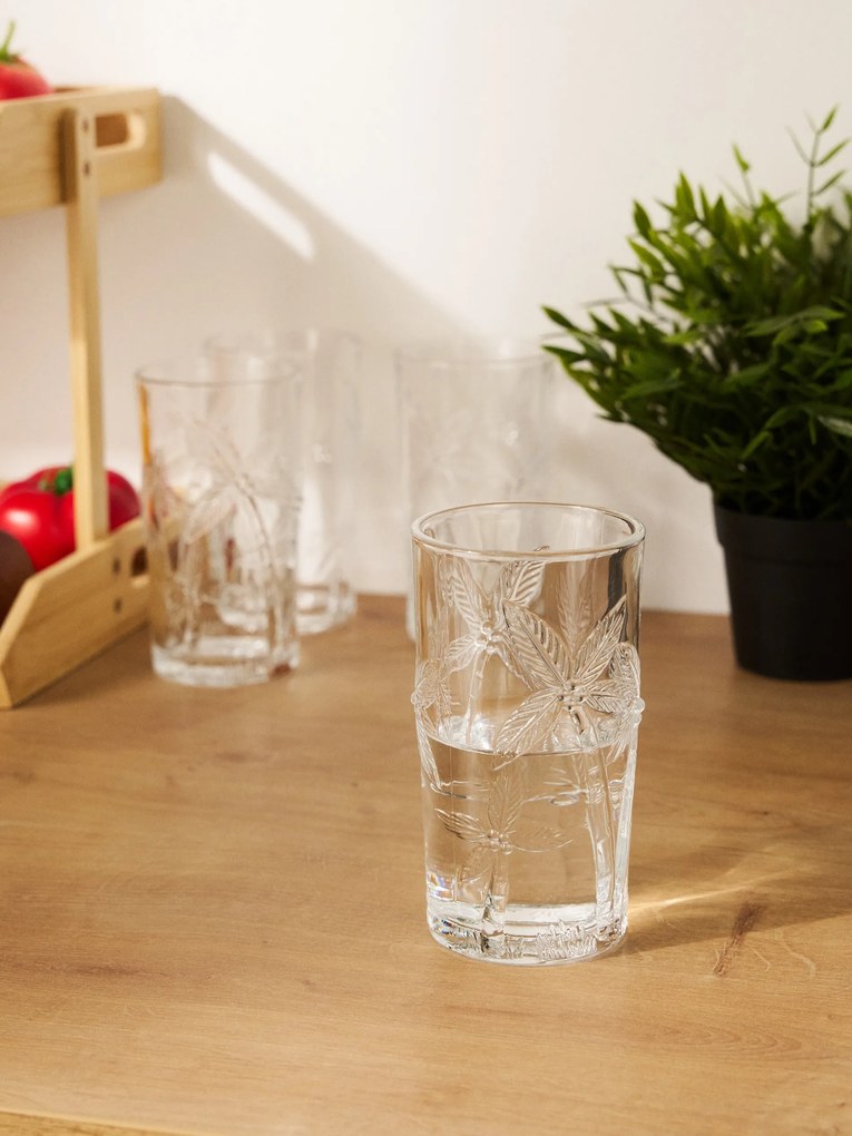 Sinsay - Sada sklenic s reliéfním vzorem palem 4 pack - clear