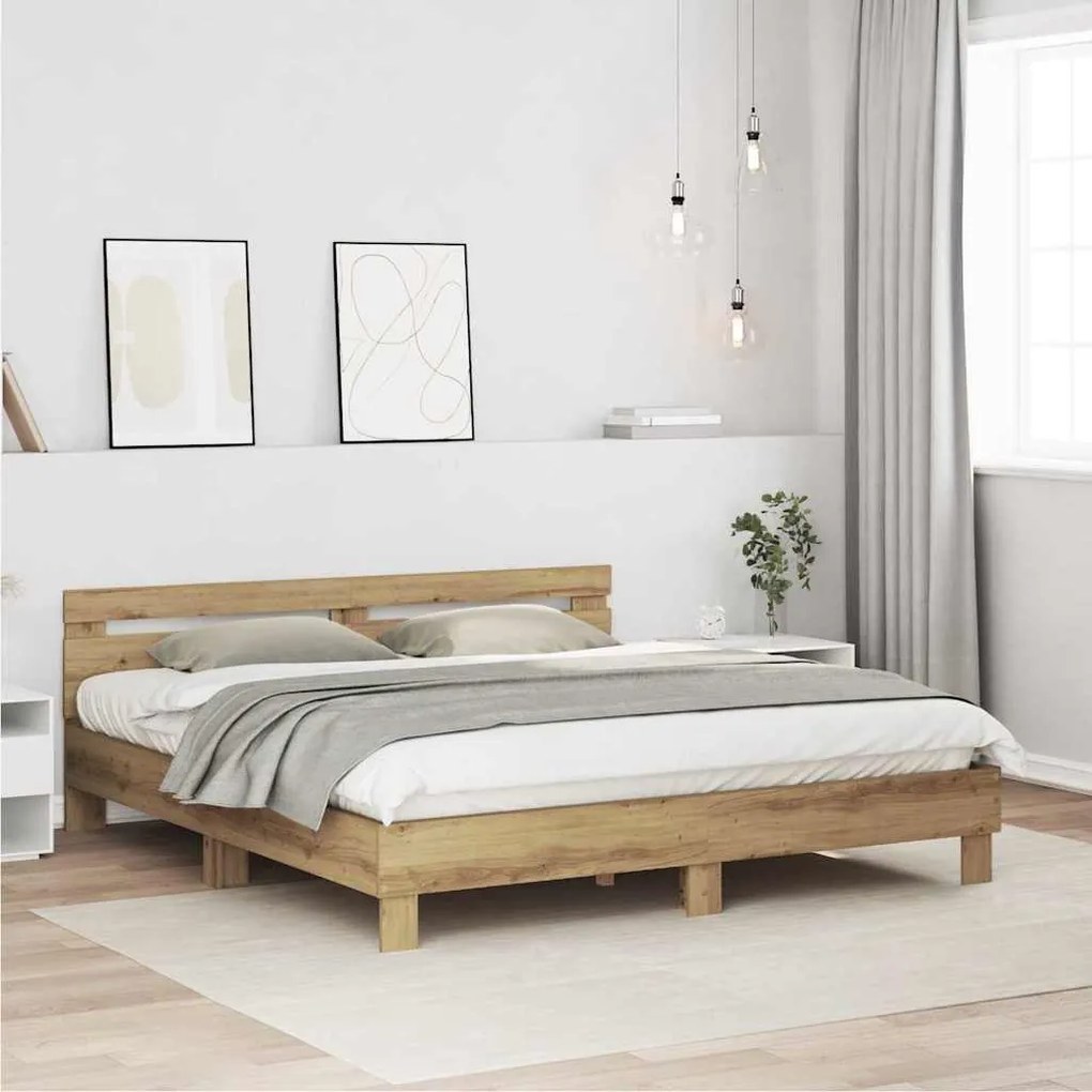 Rám postele Artisanový dub 203 x 185 x 70 cm Kompozitní dřevo 3385626