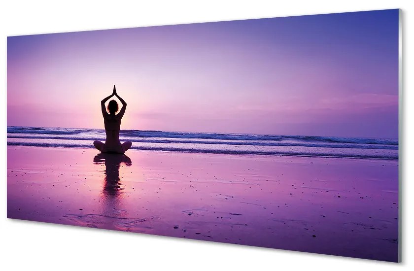 Obraz na skle Žena moře Yoga 120x60 cm