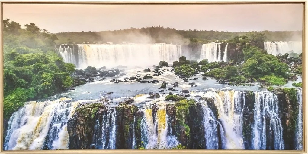 Bondecor Obraz na plátně v rámu "Vodopád" 102x51cm Barva: Černý rám