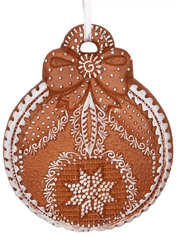 Hnědá vánoční ozdoba ve stylu perníčku Met Glazuur II – 8x2x10 cm