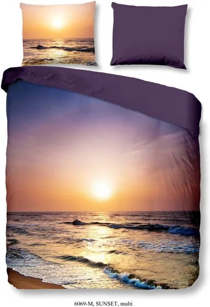Povlečení na dvoulůžko z mikroperkálu Muller Textiels Sunset Over Sea, 200 x 200 cm