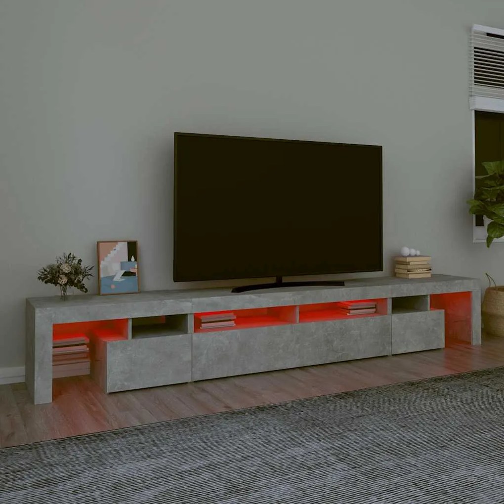TV skříňka s LED osvětlením betonově šedá 260x36,5x40 cm 3152781