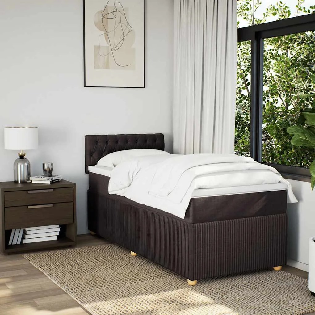 Box spring postel s matrací tmavě hnědá 90x200 cm textil 3287349