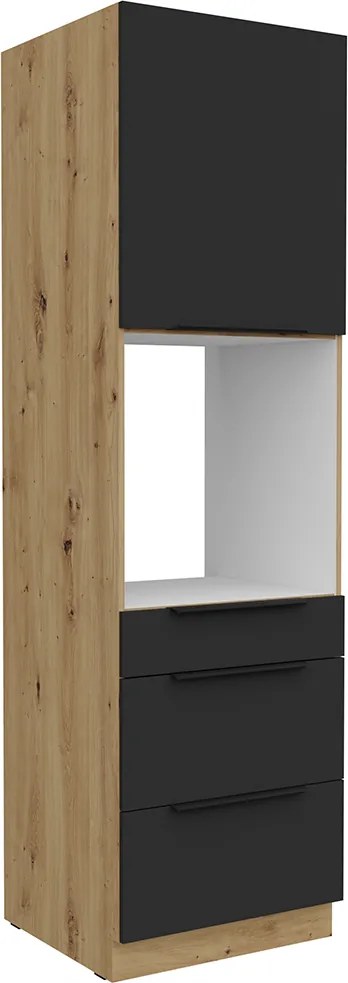 ARIA ac | vysoká skříňka 60 DPS-210 3S1F na vestavnou troubu | PREMIUM BOX | 60 cm | ANTI FINGERPRINT povrch | artisan/černá