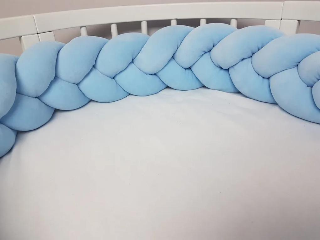 SenLove Sametový mantinel pletený do copu ze 3 pramenů Zvolte barvu: Nebesky modrá, Zvolte rozměr: 180 cm