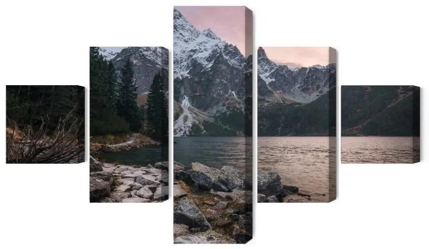Vícedílný obraz Jezero A Les V Horách Nedostatek Nedostatek Přírodní plátno 250x150