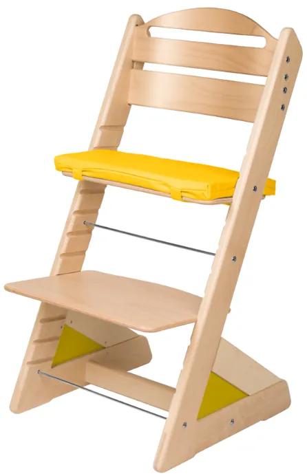 Jitro Dětská rostoucí židle Plus Buk Oranžový klín + lněný