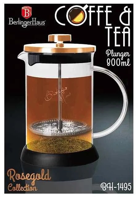 BERLINGERHAUS Konvička na čaj a kávu French Press 800 ml Rosegold Metallic Line BH-1495