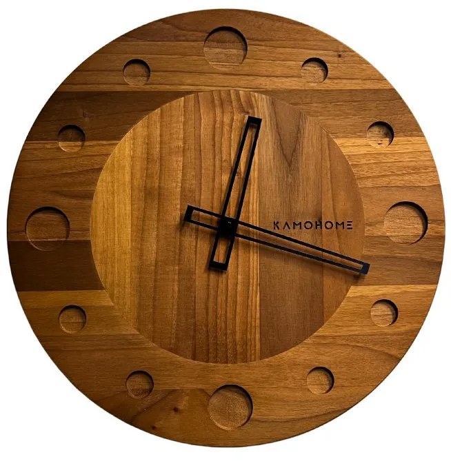 Kamohome Dřevěné nástěnné hodiny TAURUS Průměr hodin: 40 cm, Materiál: Ořech americký
