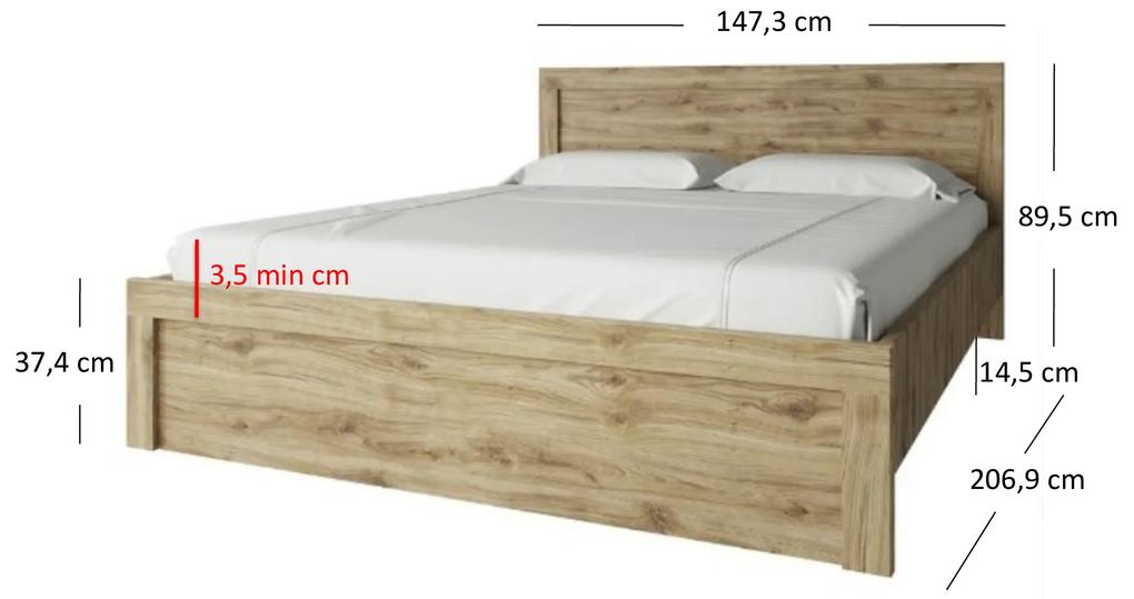 Manželská postel 140 cm Deloris (dub navarra) (bez roštu a matrace). 1052887