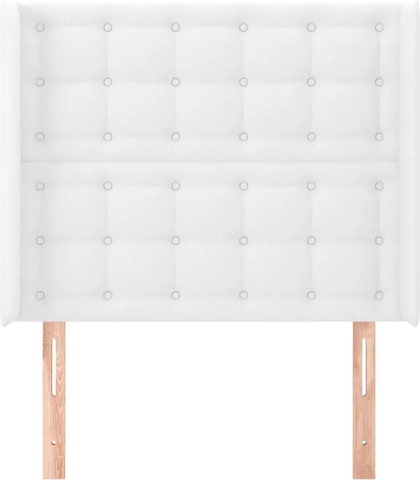 Čelo postele typu ušák bílé 83x16x118/128 cm umělá kůže 3119653
