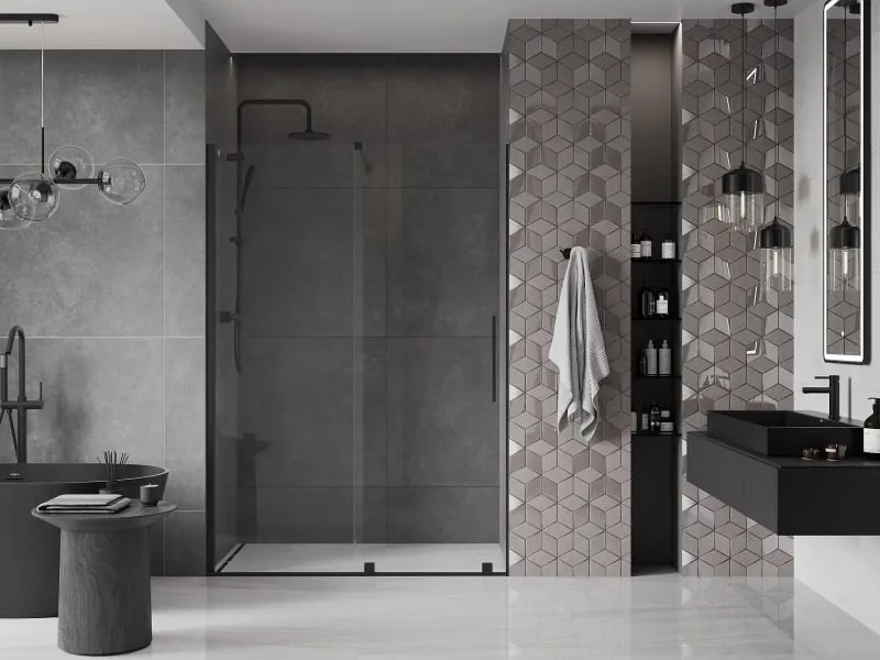 Mexen Velar posuvné sprchové dveře 160 cm, transparentní, černé - 871-160-000-01-70