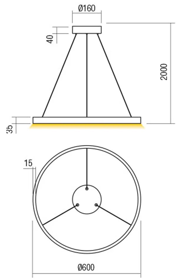 Redo 01-2864 závěsné LED svítidlo stmívatelné Febe pískově bílé, 37W, 4000K, ø60cm