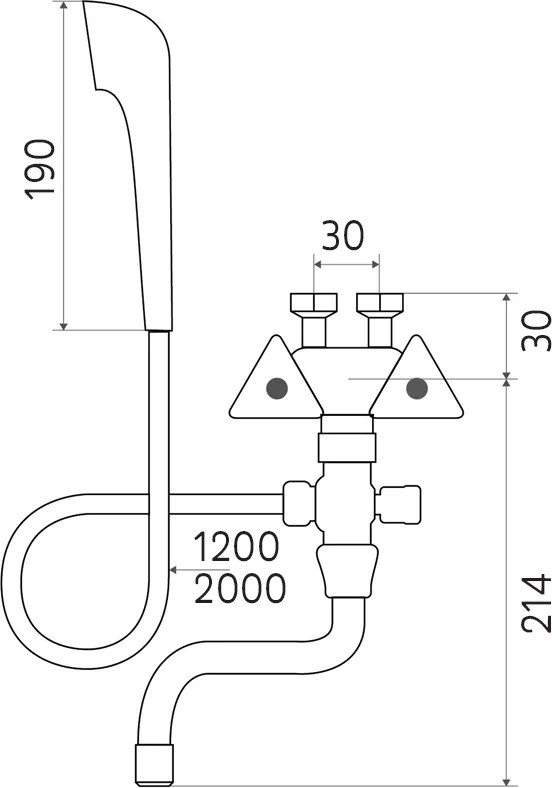 Mereo Mereo, Baterie kombinovaná dvouručková se sprchou pro nízkotl. ohřívače, ramínko, sprcha, sprchová hadice, CBS602007M