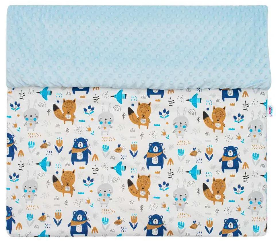 NEW BABY Dětská deka z Minky s výplní New Baby 80x102 cm Medvídci modrá