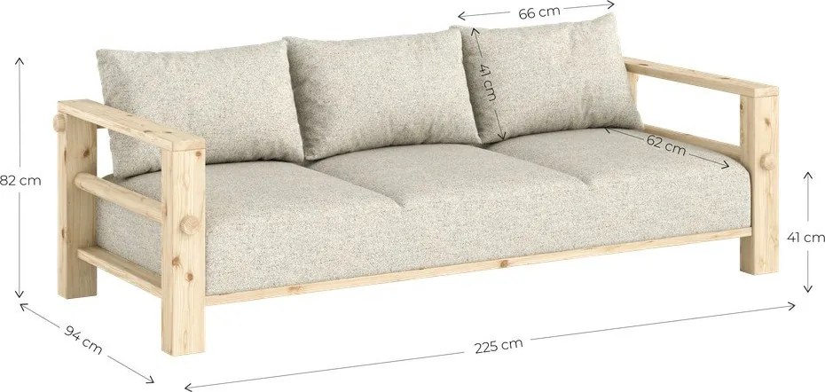 Šedá pohovka 225 cm Bare – Karup