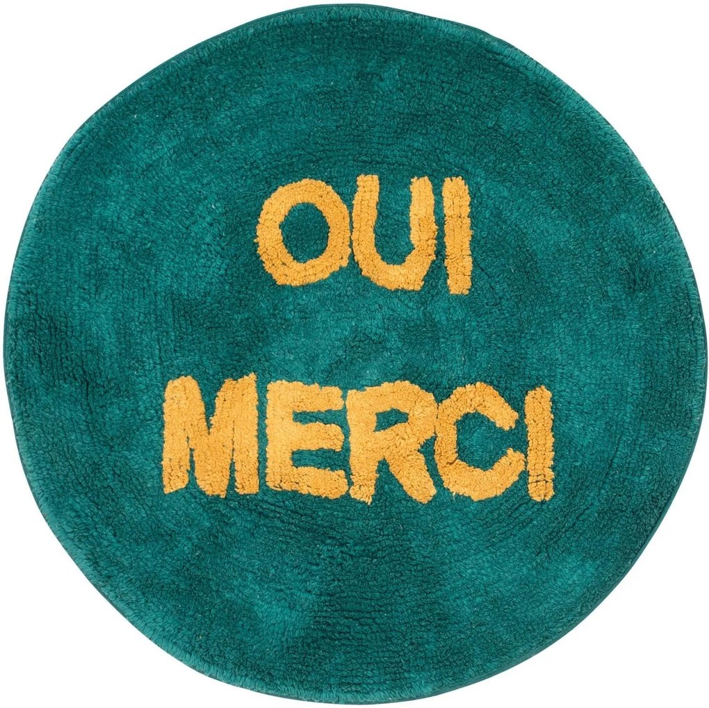 rice Kulatý kobereček Jade Oui Merci ⌀ 75 cm, zelená barva, textil