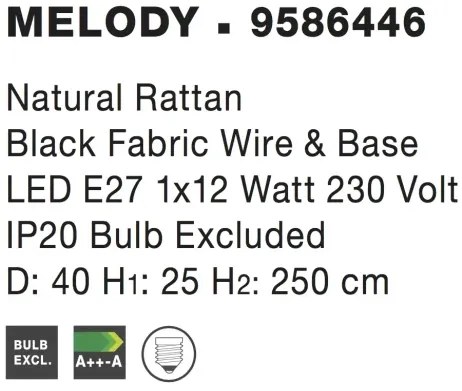 Rustikální lustr Melody 40 Ratan