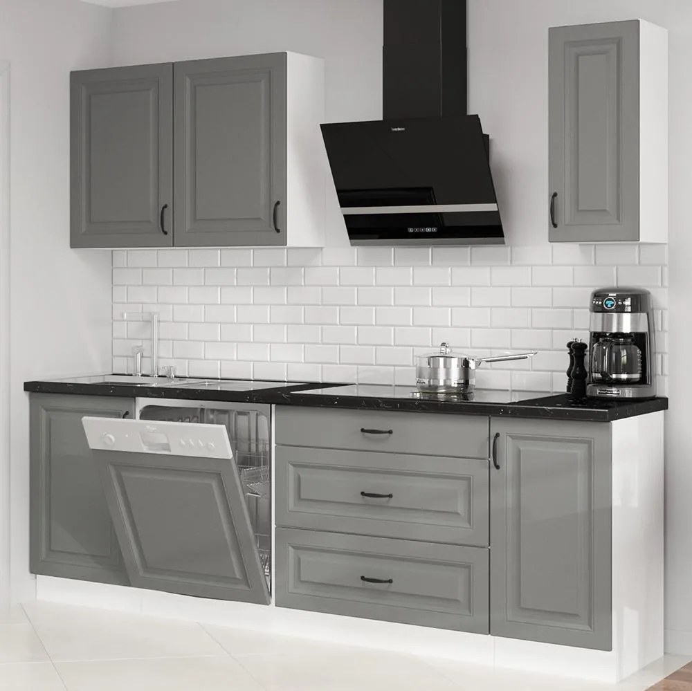 Kuchyňská linka STILO bs | 120 + 230 cm | bílá/šedá