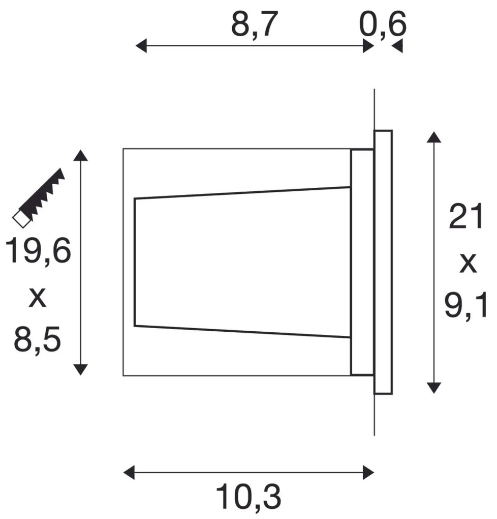 SLV 233650 Brick, venkovní vestavné svítidlo do stěny, LED 11W 3000K, nerez, šířka 26cm, IP65