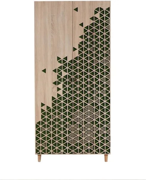 Dvoudveřová šatní skříň Stil Geometry Green, 90 x 192 cm