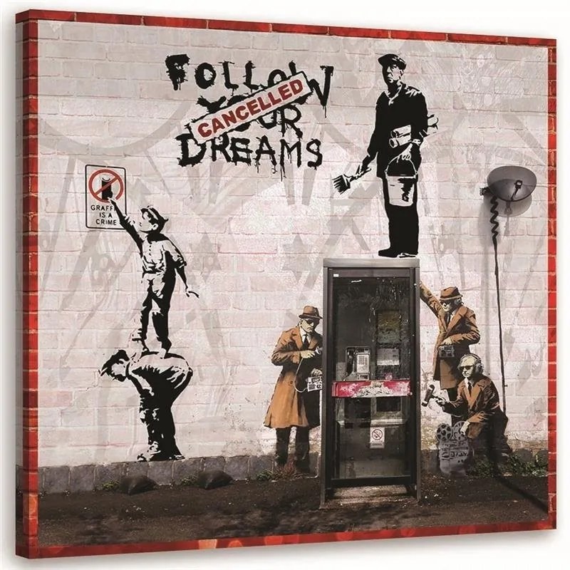 Obraz na plátně Banksy Nástěnné malby Street Art - 40x40 cm